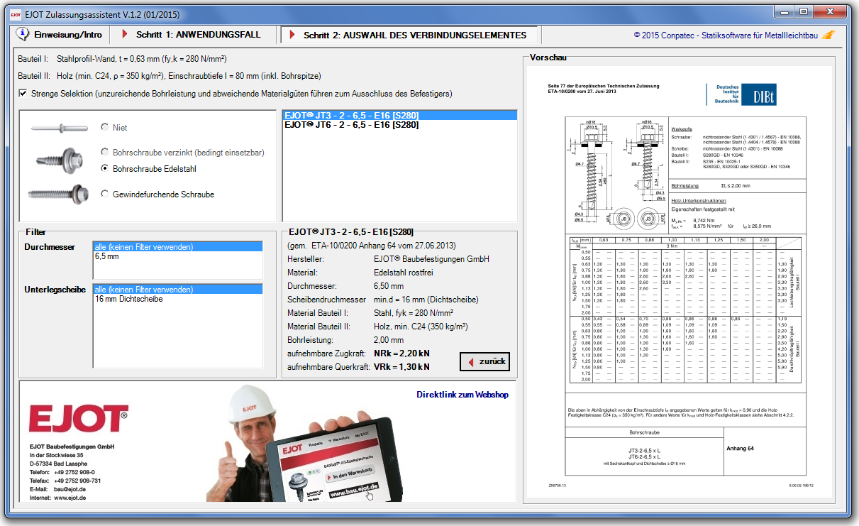 Herramienta aprobación EJOT | EJOT Ibérica
